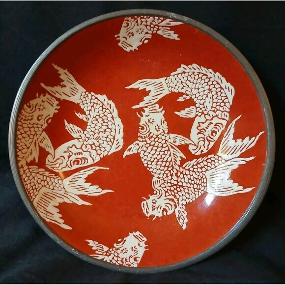 None | Accents | Vintage Neiman Marcus Pewter Encased Ceramic Koi Fish ...